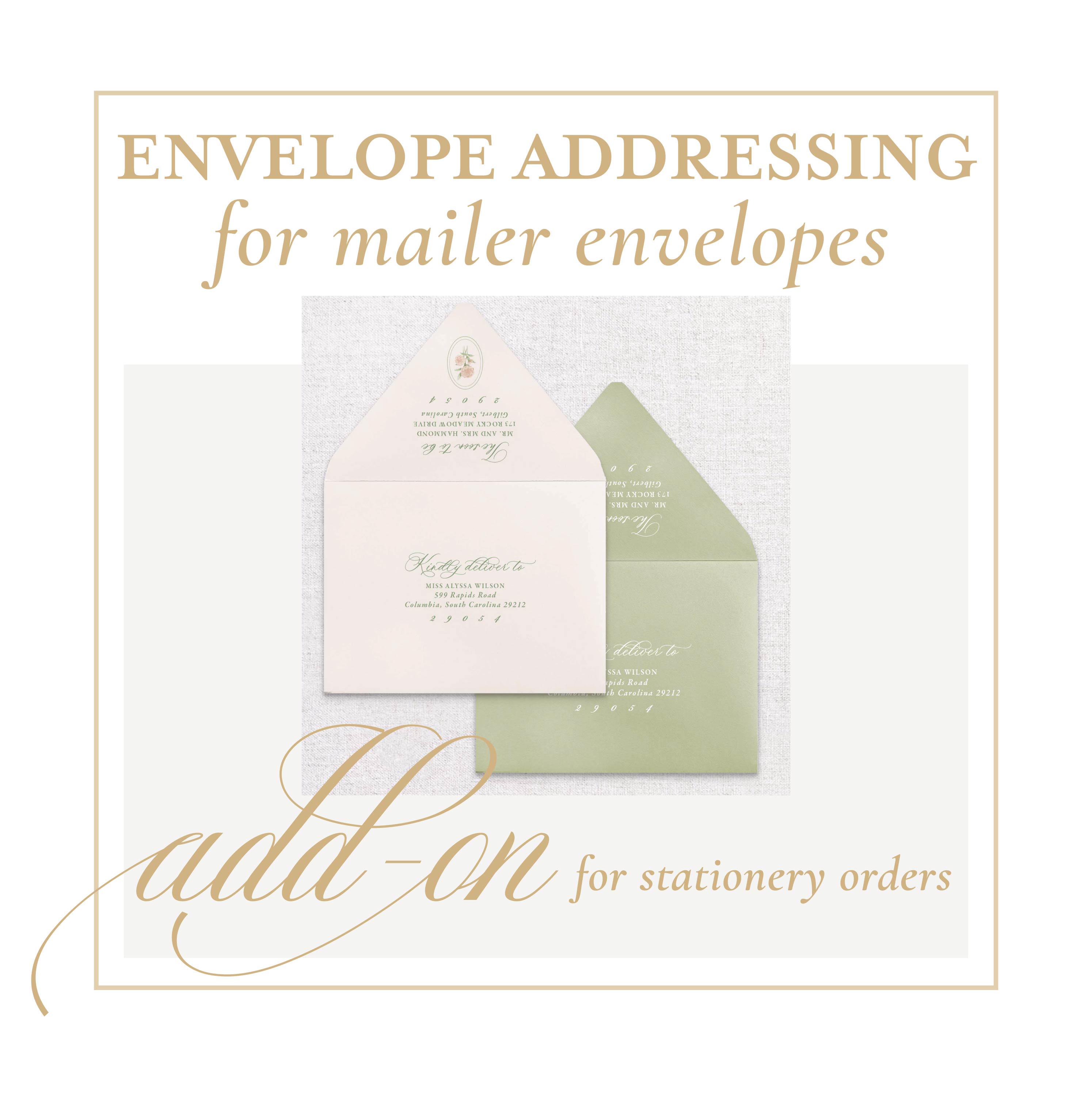 ADD ON - Mailer Envelope Addressing (guest + Return Address) for ...