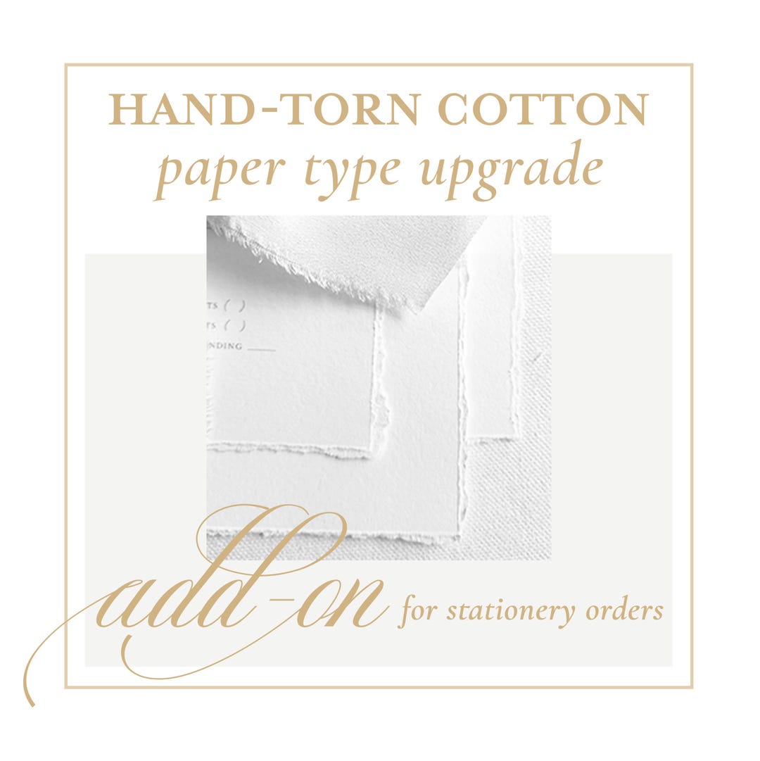 ADD ON - Hand-torn Cotton Upgrade for Existing Stationery Orders - Etsy
