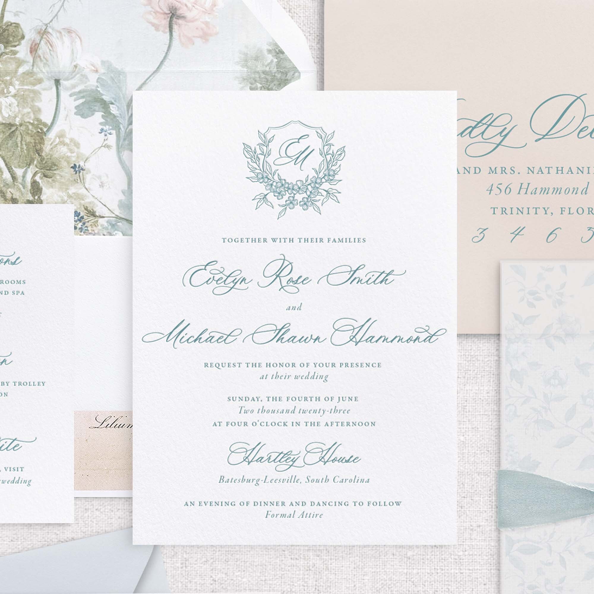 Elegant Floral Wedding Invitation, Vintage Floral Wedding Invitation ...