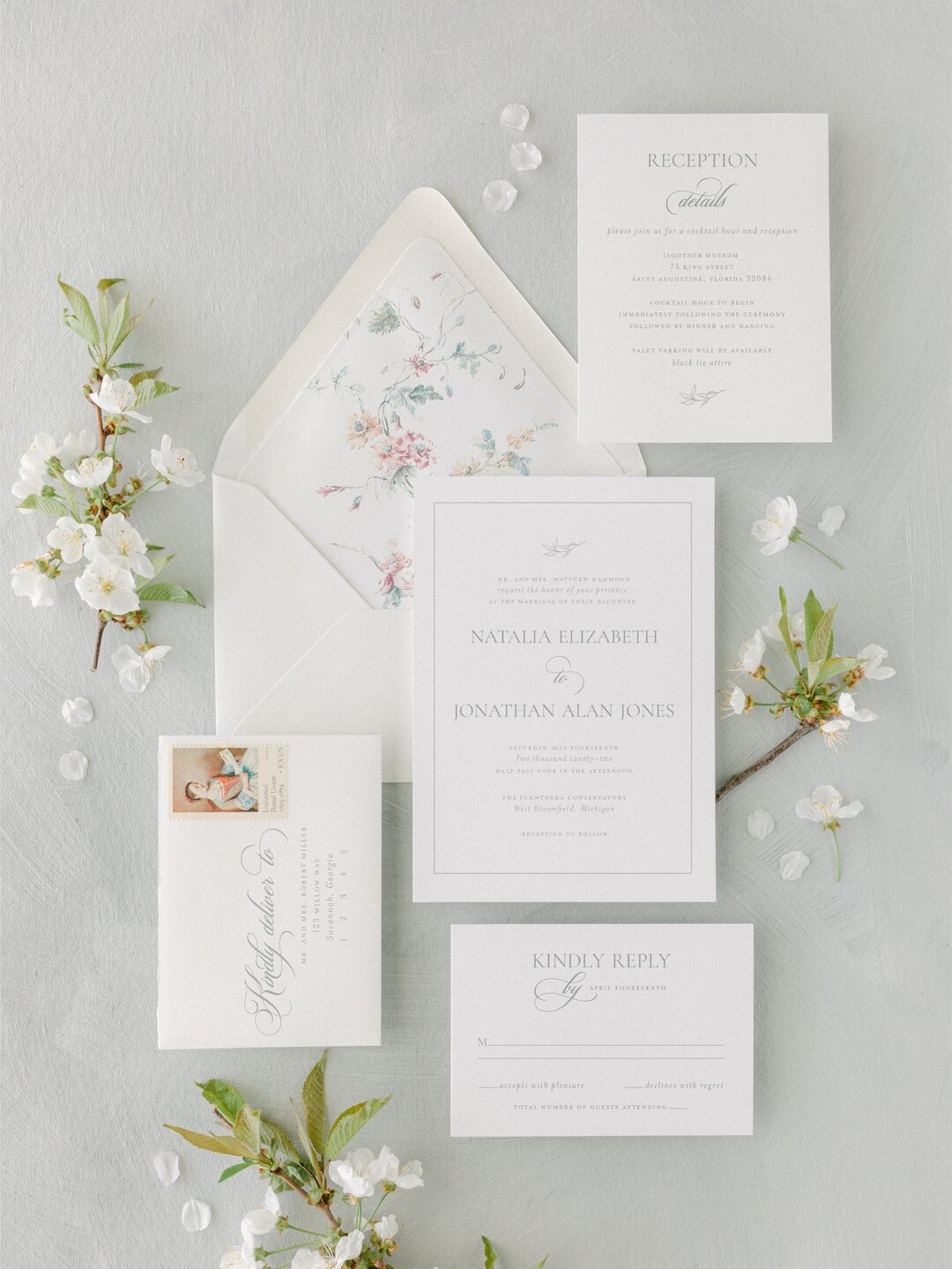 Elegant Wedding Invitation, Timeless Wedding Invitation, Floral Wedding ...