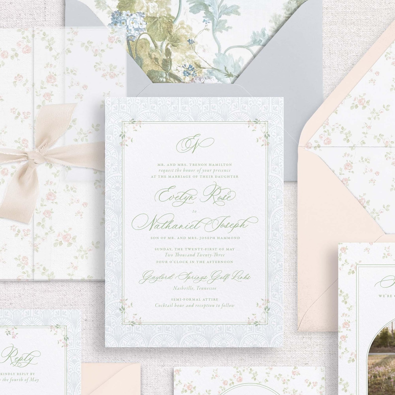 Flora Rose | Elegant Floral Wedding Invitation, Whimsical Garden ...