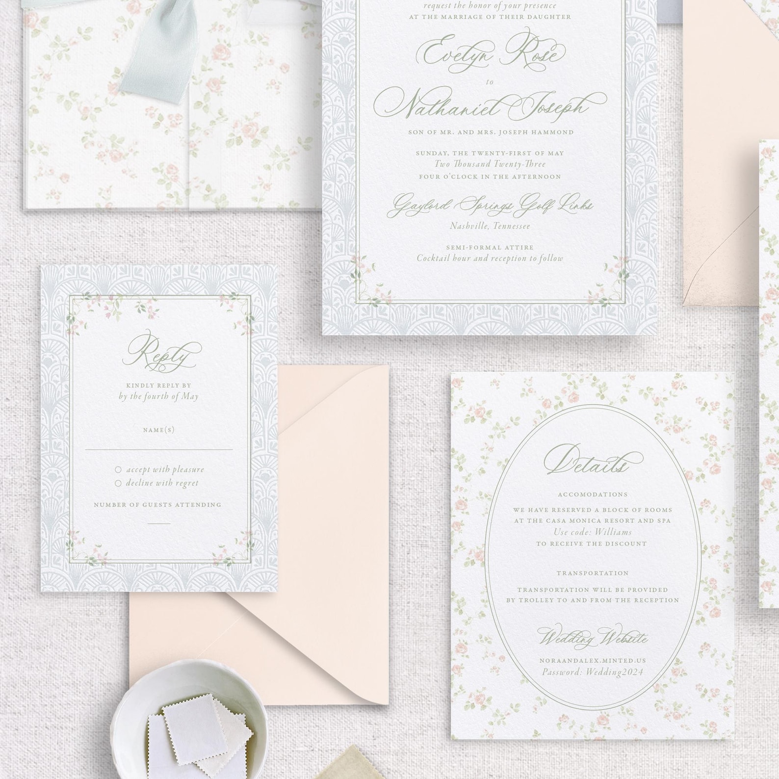 Elegant Floral Wedding Invitation, Watercolor Floral Wedding Invitation ...