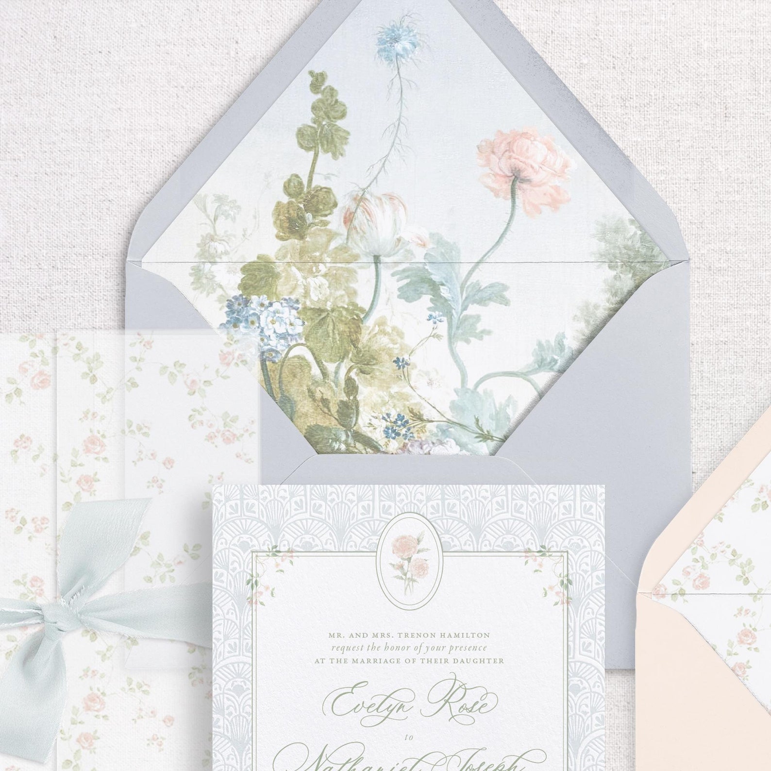 Elegant Floral Wedding Invitation, Watercolor Floral Wedding Invitation ...