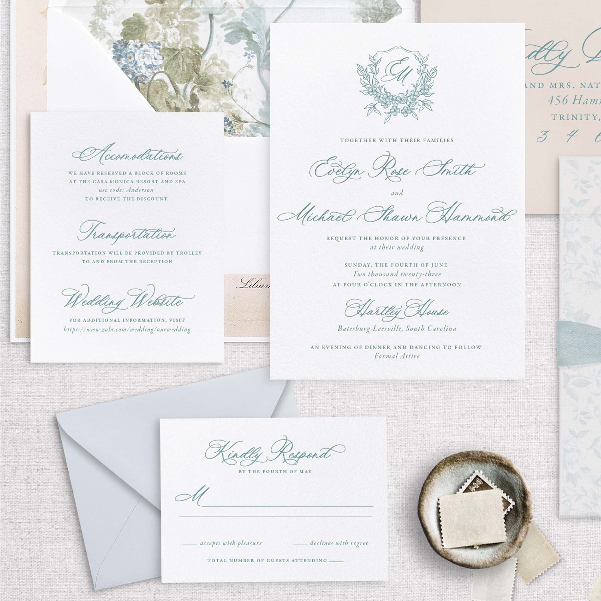 Elegant Floral Wedding Invitation, Vintage Floral Wedding Invitation ...