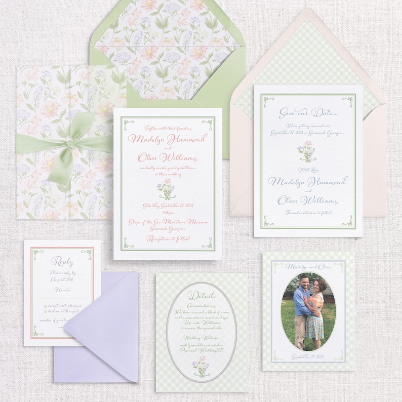 Madelyn | Romantic Garden Wedding Invitation, Elegant Floral Wedding ...