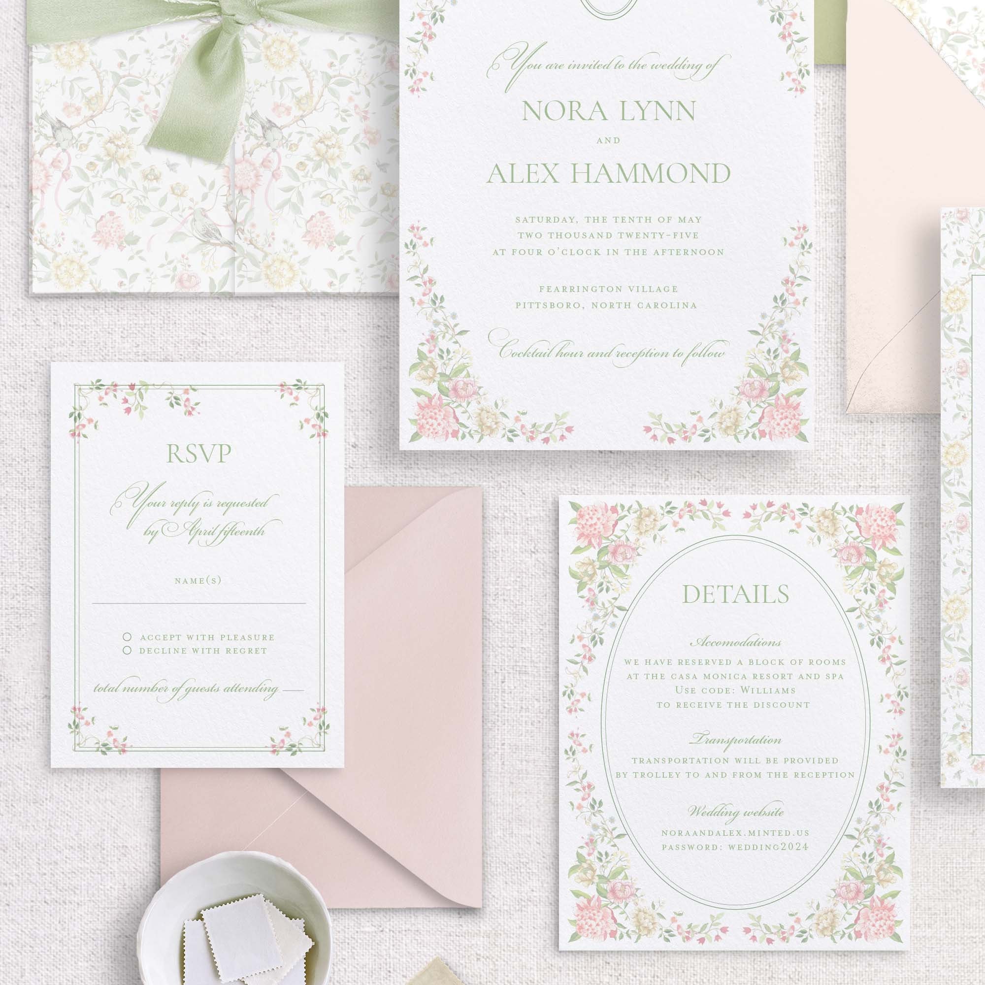 Floral Wedding Invitation, Whimsical Garden Wedding Invitation, Vintage ...