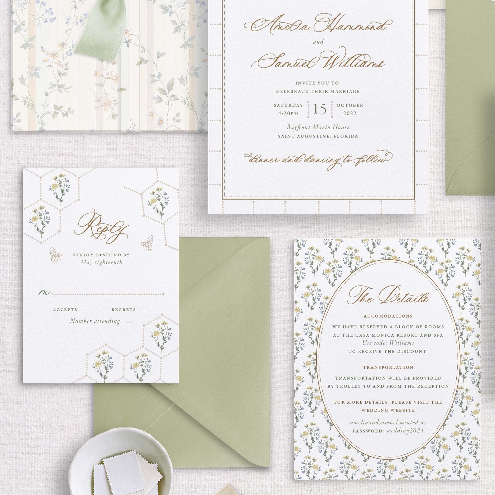 Elegant Floral Wedding Invitation, Vintage Floral Wedding Invitation ...