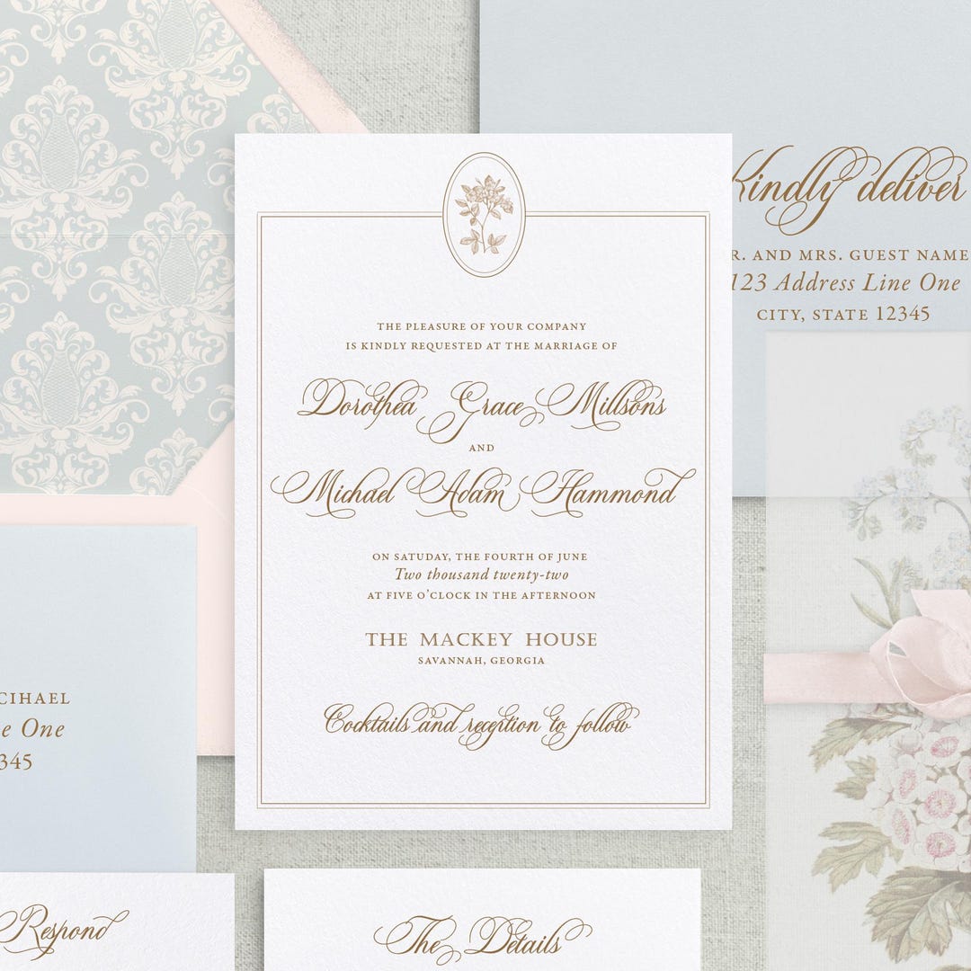 Dorothea | Botanical Garden Wedding Invitation, Vintage Garden Wedding ...