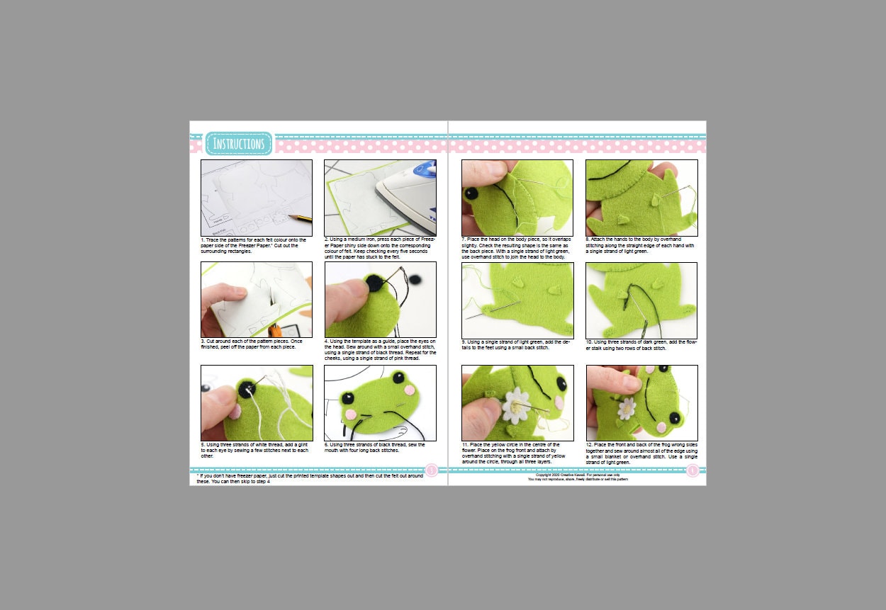 Cute Felt Frog Sewing Pattern With Full Instructions Instant PDF ...