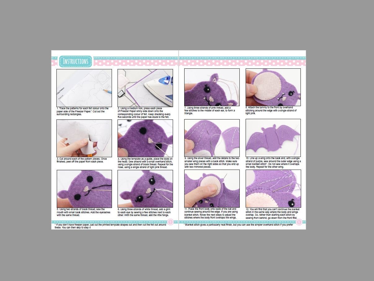 Cute Felt Bat Sewing Pattern With Full Instructions Instant PDF ...