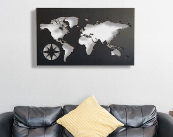 Metal world map | Etsy