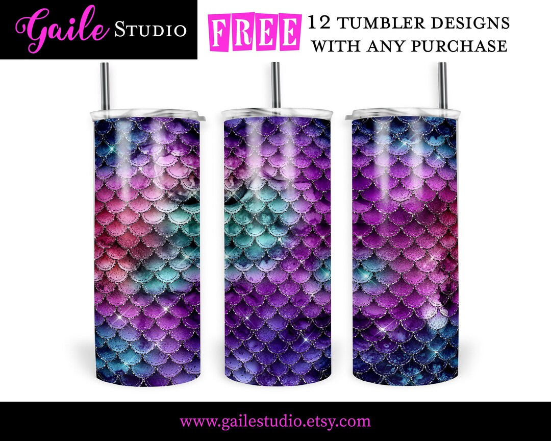 3D Mermaid Scales Tumbler Wrap Template, Mermaid Lover Gift Sublimation ...