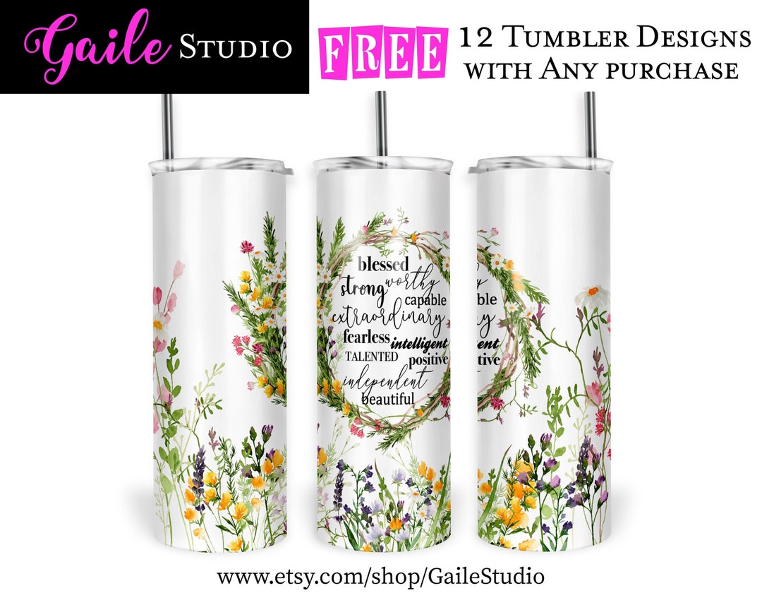 Motivational Quotes Tumbler Design, 20oz Skinny Tumbler Wrap, Seamless ...