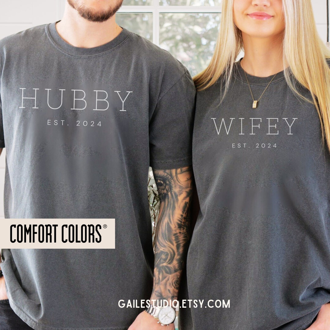 Custom Unisex Comfort Colors® Hubby Wifey Shirt, Personalized ...