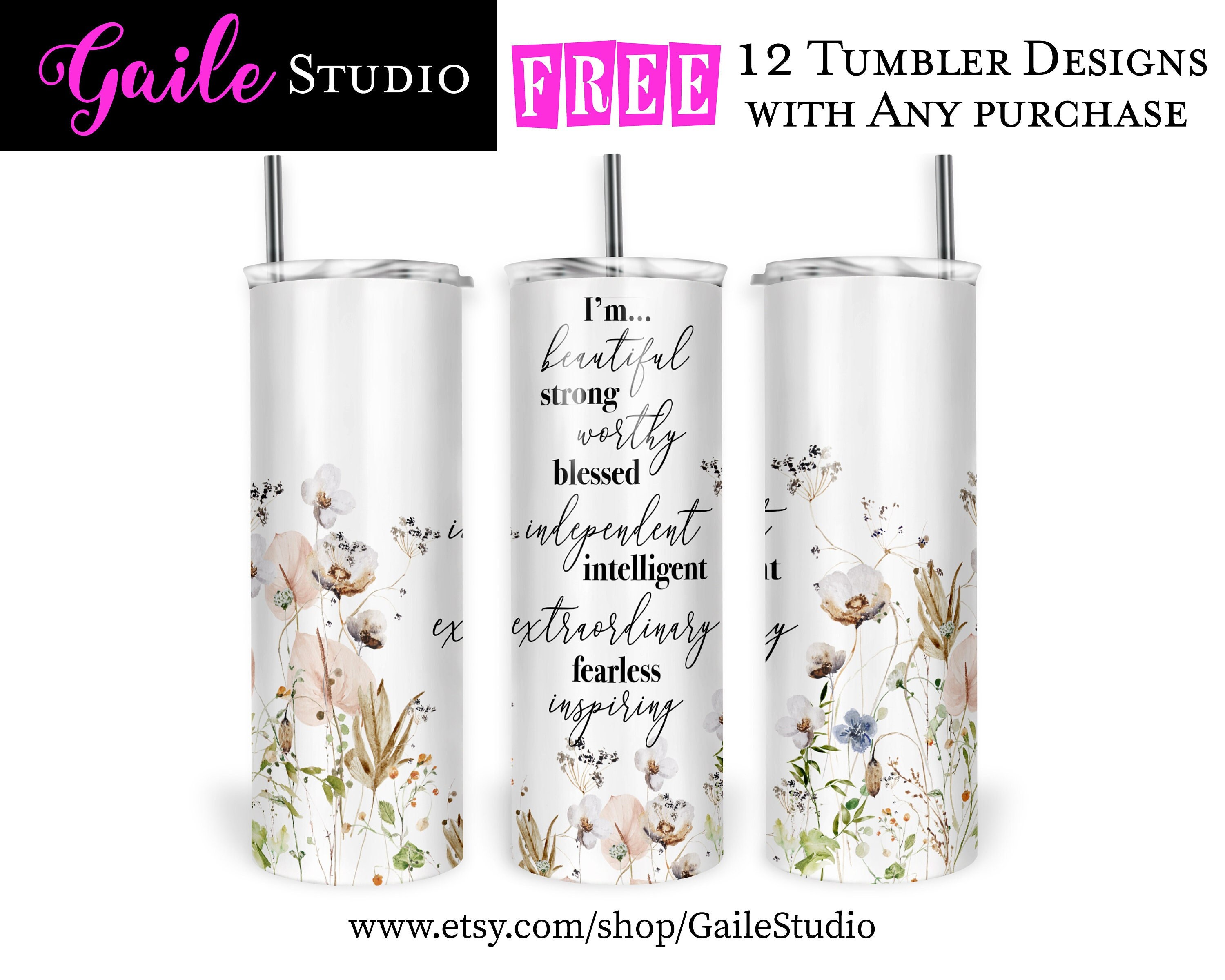 Woman Motivational Quote Tumbler, 20oz Skinny Tumbler Wrap, Seamless ...