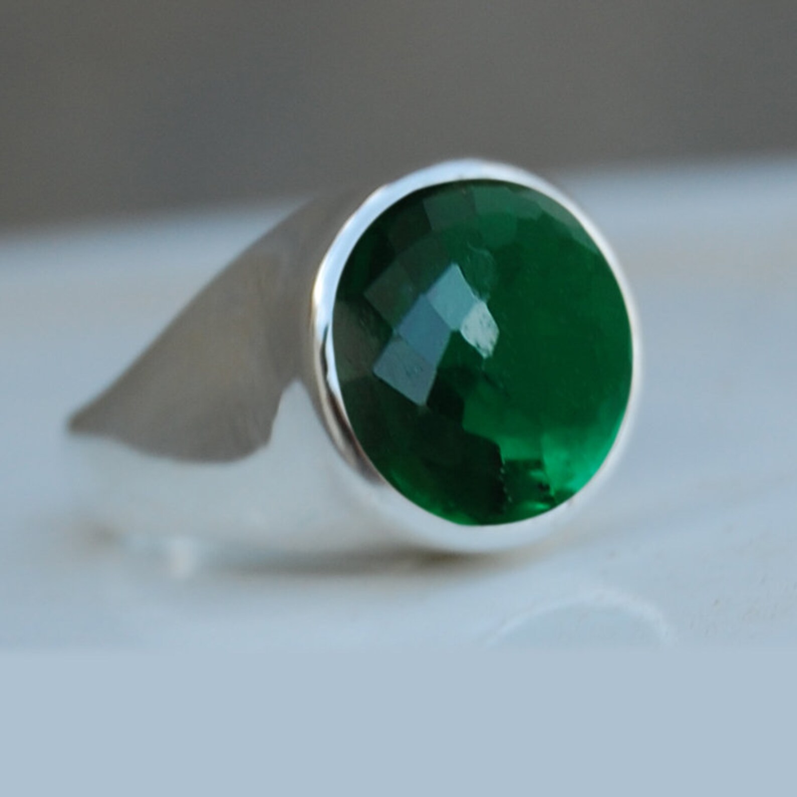 Round Rose Cut Dioptase Quartz 925 Sterling Silver Ring Green - Etsy