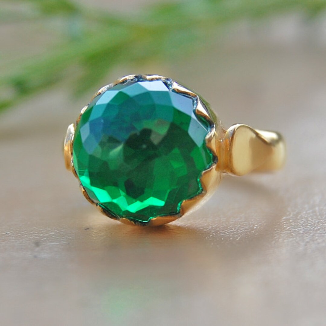 Green Dioptase Quartz 925 Sterling Silver Ring, 18K Rose Gold, 18K ...