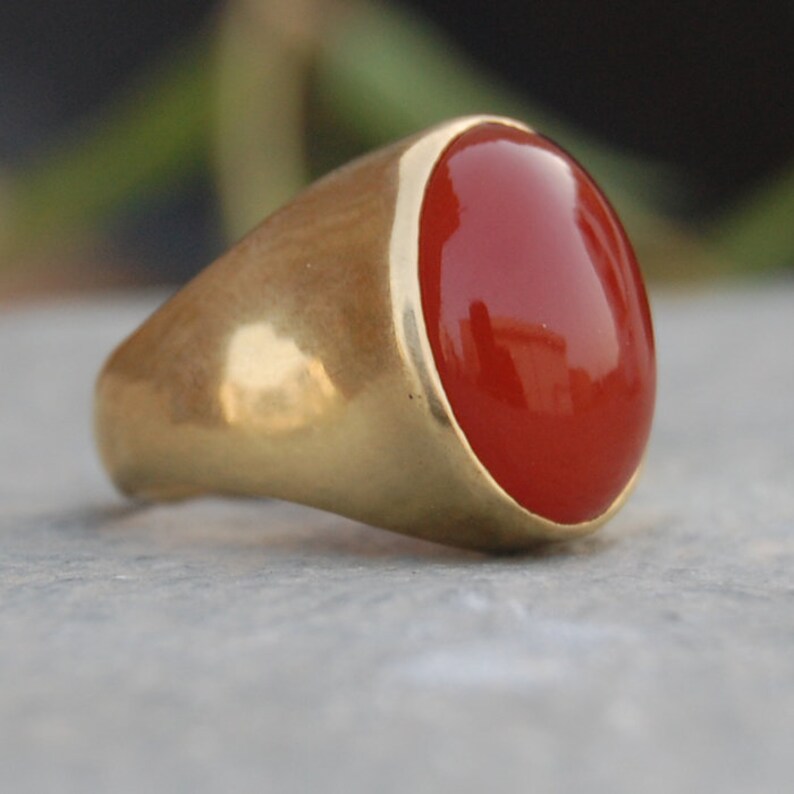 Red Carnelian Gemstone 925 Sterling Silver Ring 18K Rose - Etsy