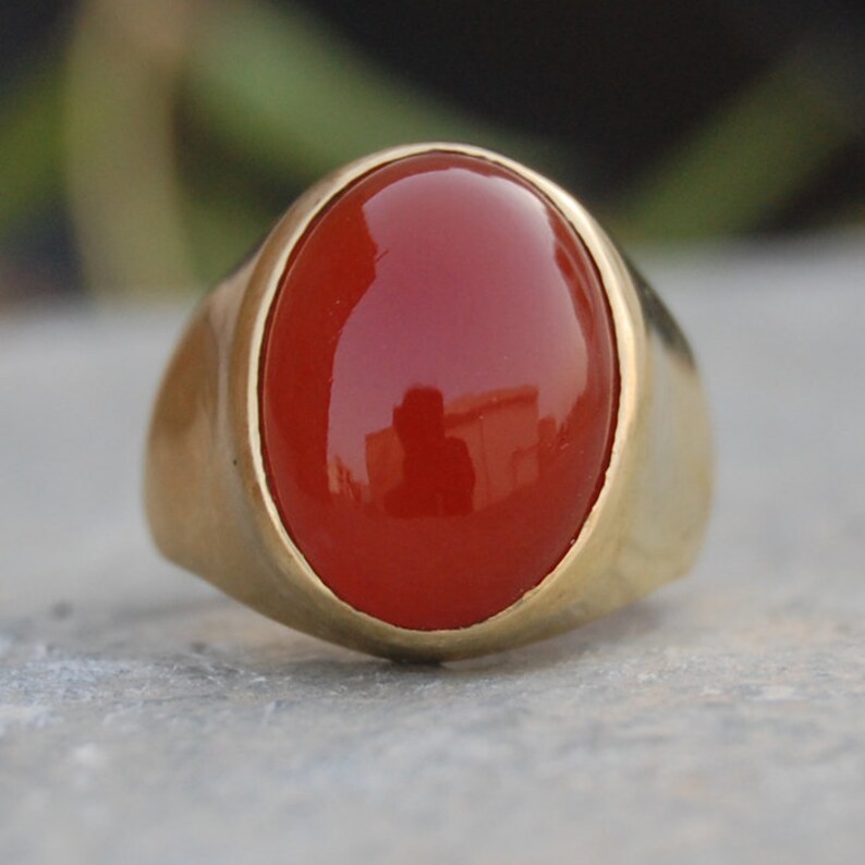 Red Carnelian Gemstone 925 Sterling Silver Ring 18K Rose - Etsy