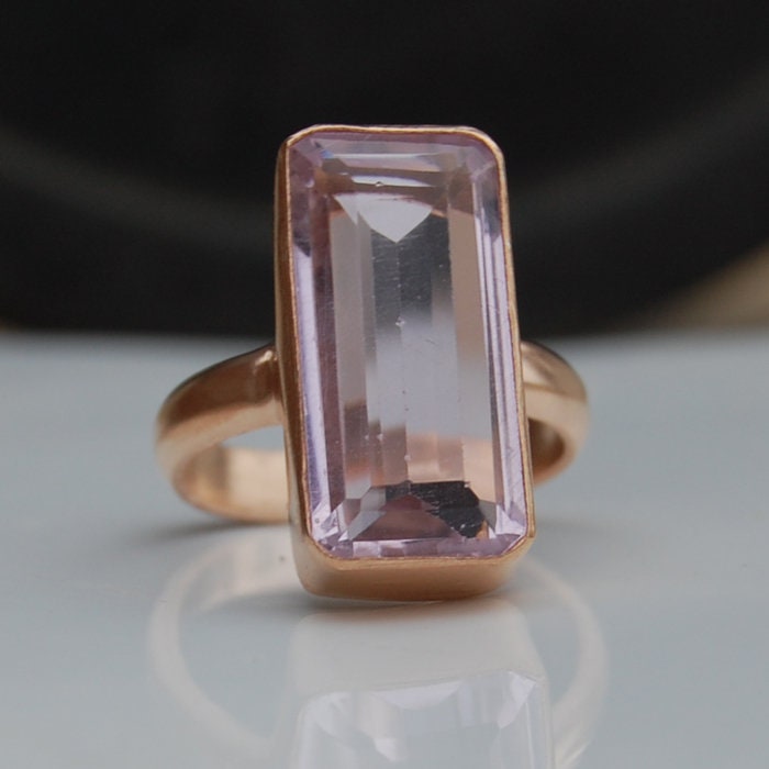Rose Quartz 18K Matte Finish Rose Gold Ring Pink Rose Quartz - Etsy