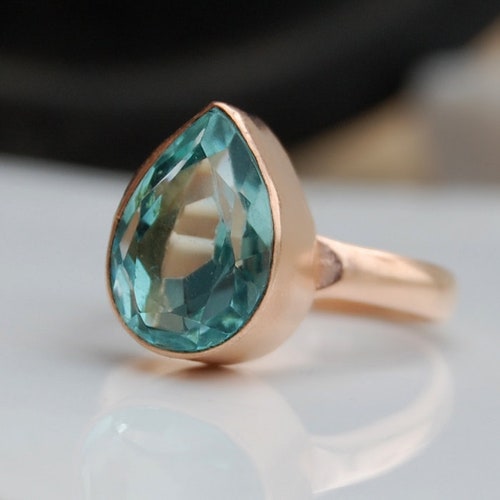 Oval Cut Green Hiddenite 18K Matte Finish Rose Gold Ring | Etsy