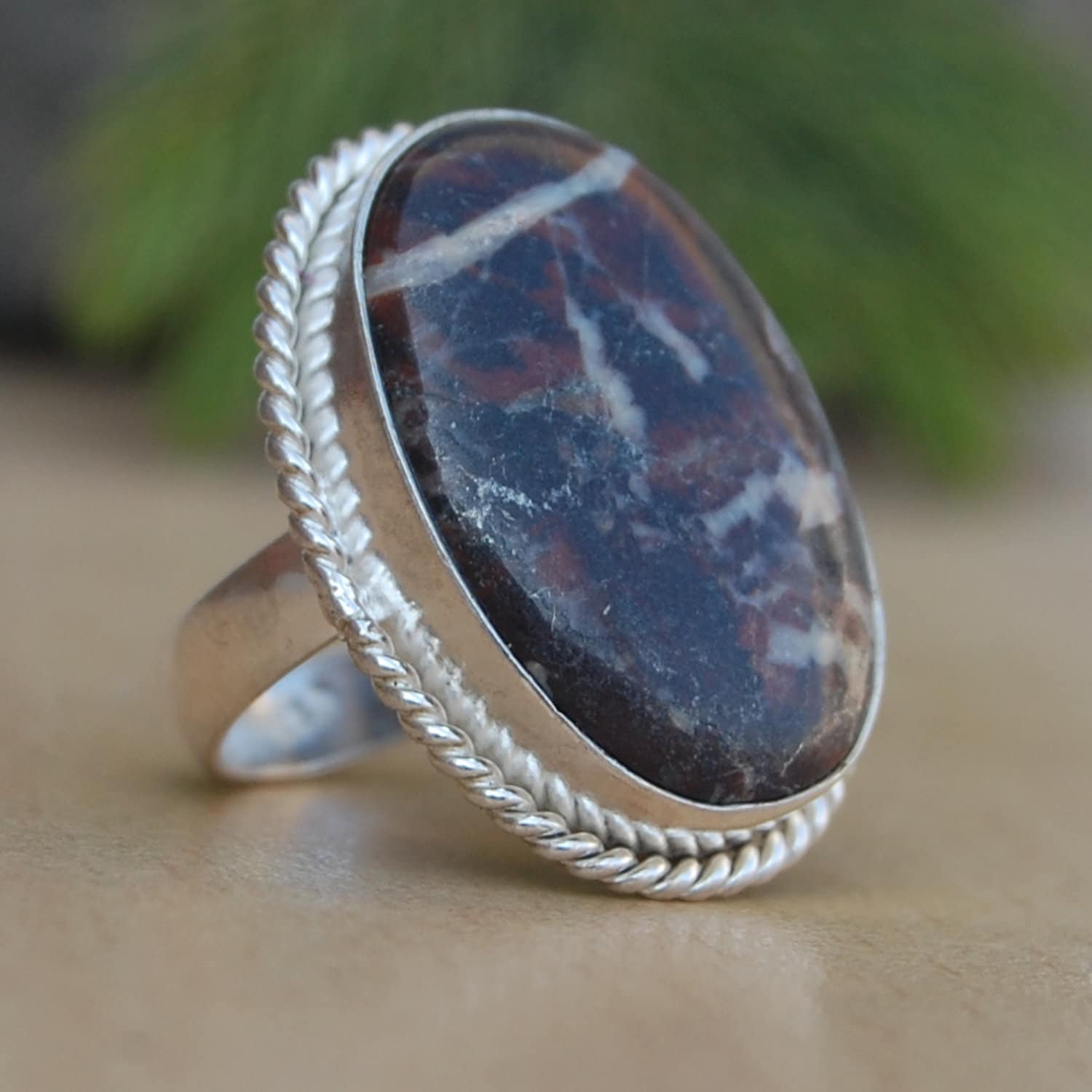 Mexico Confetti Jasper Ring Huge Confetti Jasper 18K Finish - Etsy