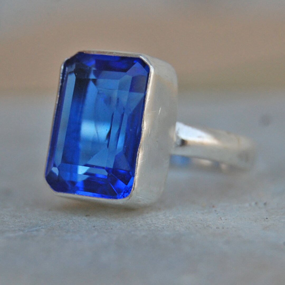 Octagon Blue Iolite Quartz 925 Sterling Silver Ring, 18K Rose Gold, 18K ...