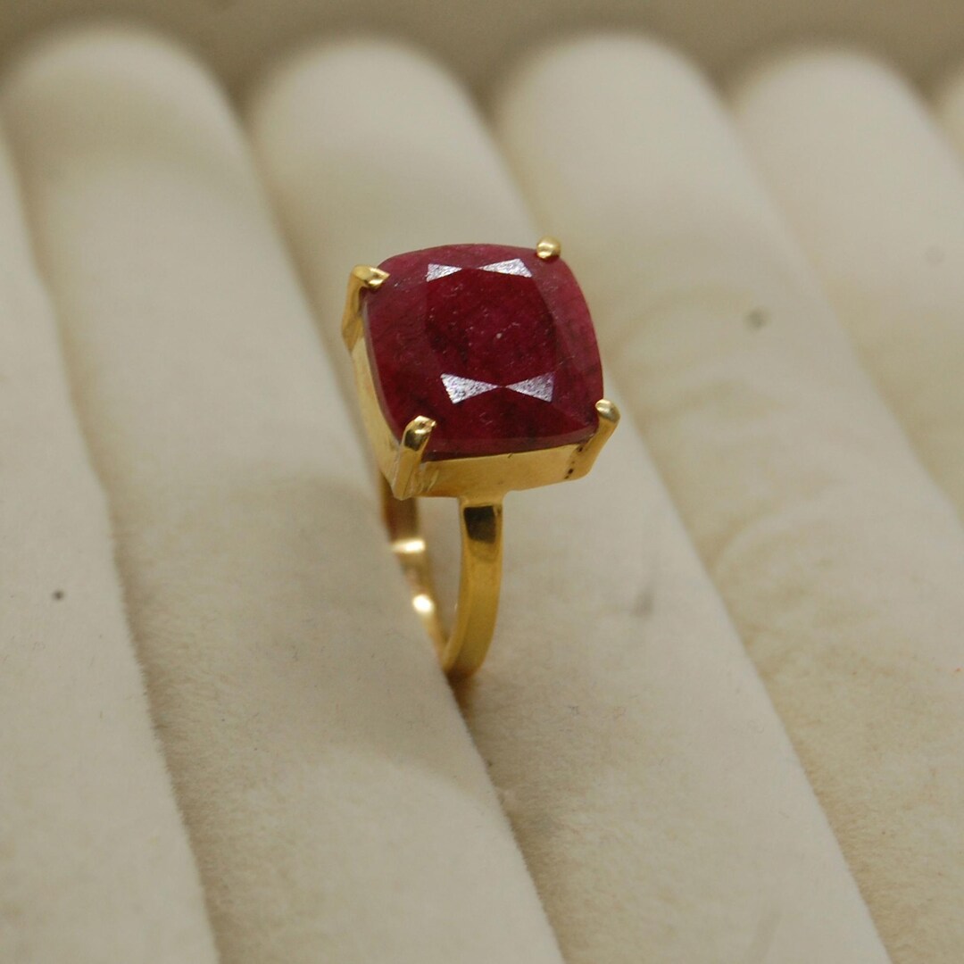 Raw Rich Red Ruby 925 Sterling Silver, 18K Rose Gold, 18K Yellow Gold ...