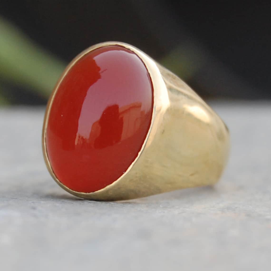 Red Carnelian Gemstone 925 Sterling Silver Ring, 18K Gold Plated - Etsy