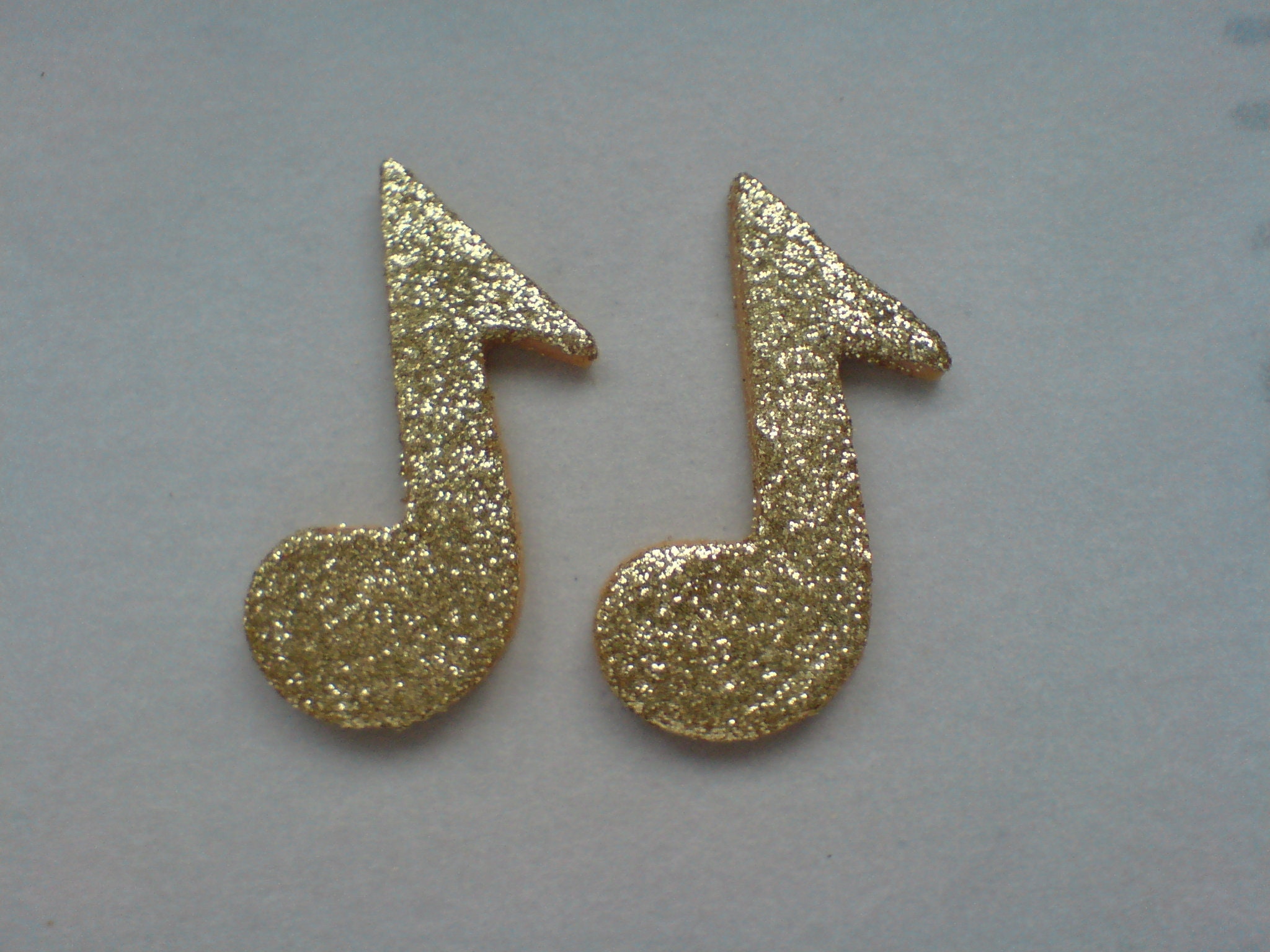 12 Gold Glittery Music Notes Edible Sugar Cake Decorations / | Etsy
