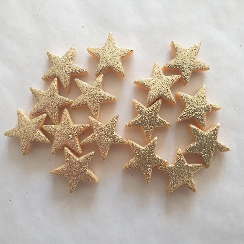 24 Glittery Gold Stars Edible Sugar Cake Decorations / - Etsy UK
