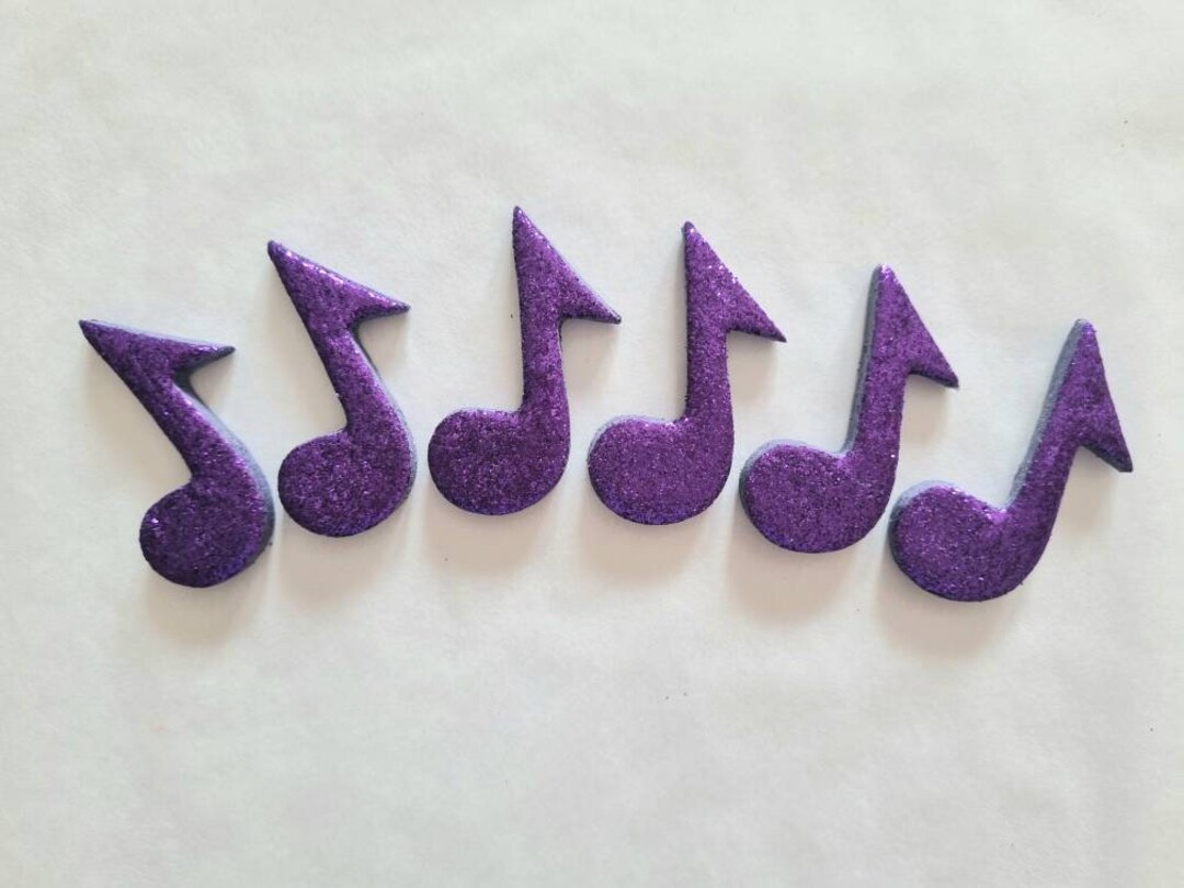 12 Purple Glittery Music Notes Edible Sugar Cake Decorations / Toppers ...