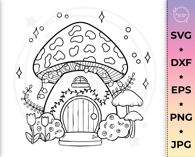 Fantasy Mushroom House Clipart SVG, Fairy House Vector Graphics ...