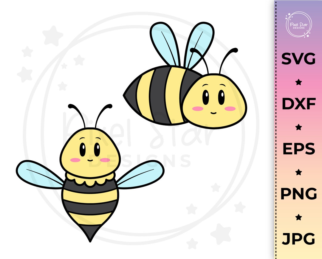 Kawaii Bee SVG, Bumble Bee Vector Graphics, Spring Clipart Png, Dfx ...