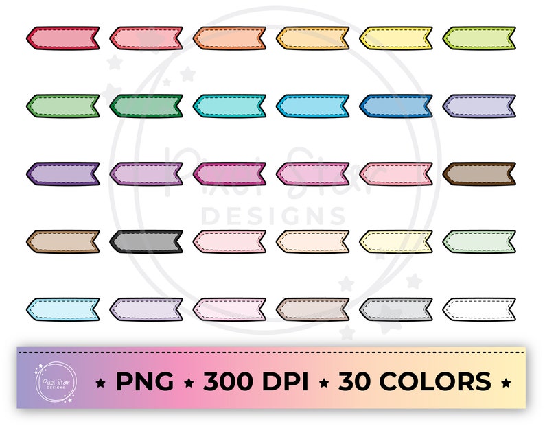 Arrow Flag Clipart PNG Graphics in 30 Colors Commercial Use - Etsy