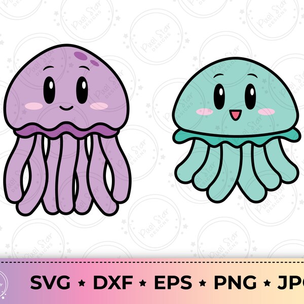 Cute Jellyfish Svg - Etsy