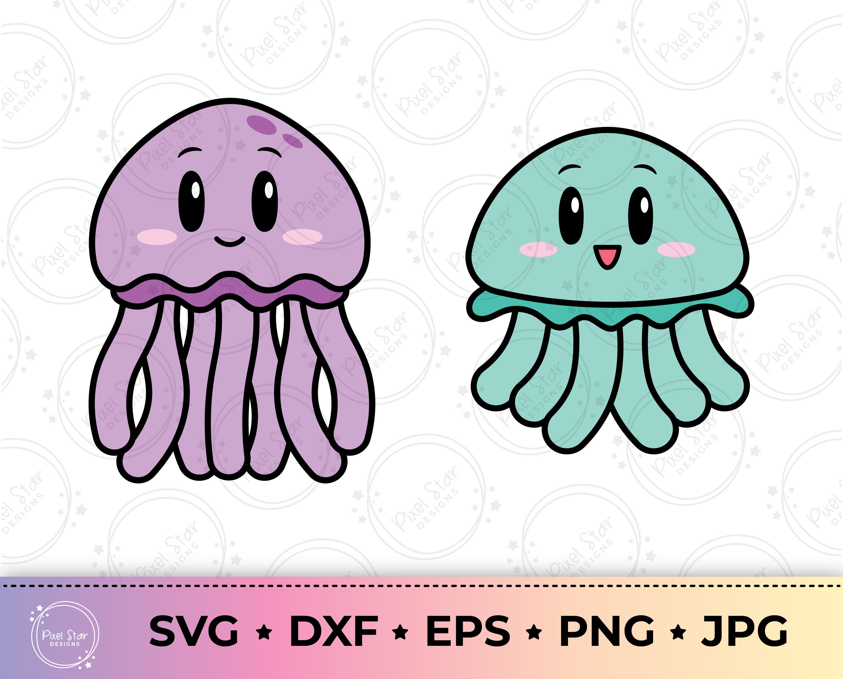 Cute Jellyfish SVG Clipart, Baby Jellyfish Vector Graphics Png, Dfx ...