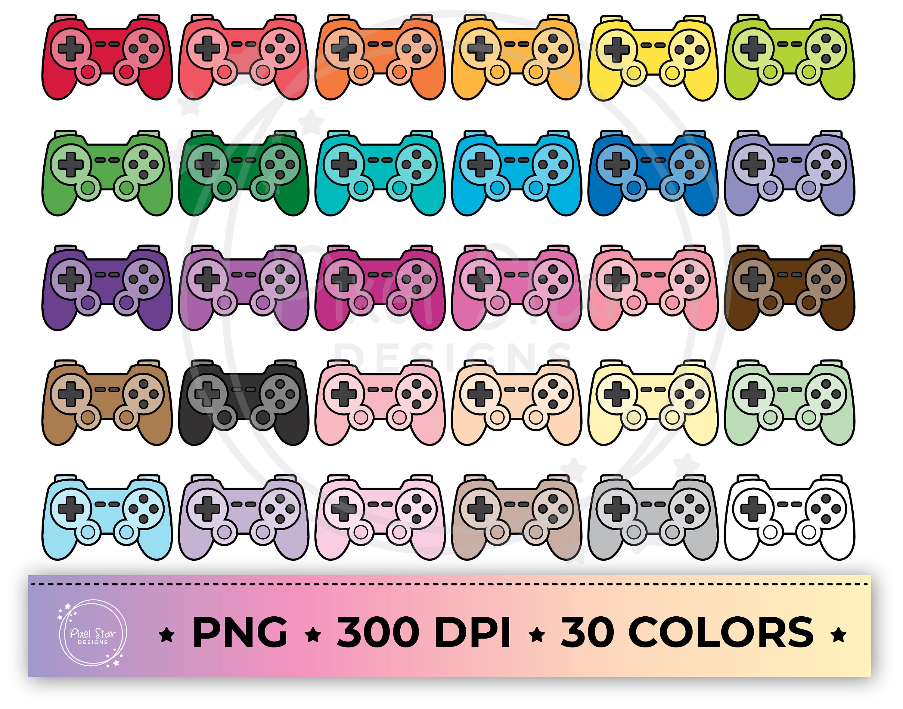 Video Game Controller Clipart PNG Graphics in 30 Colors, Commercial Use ...