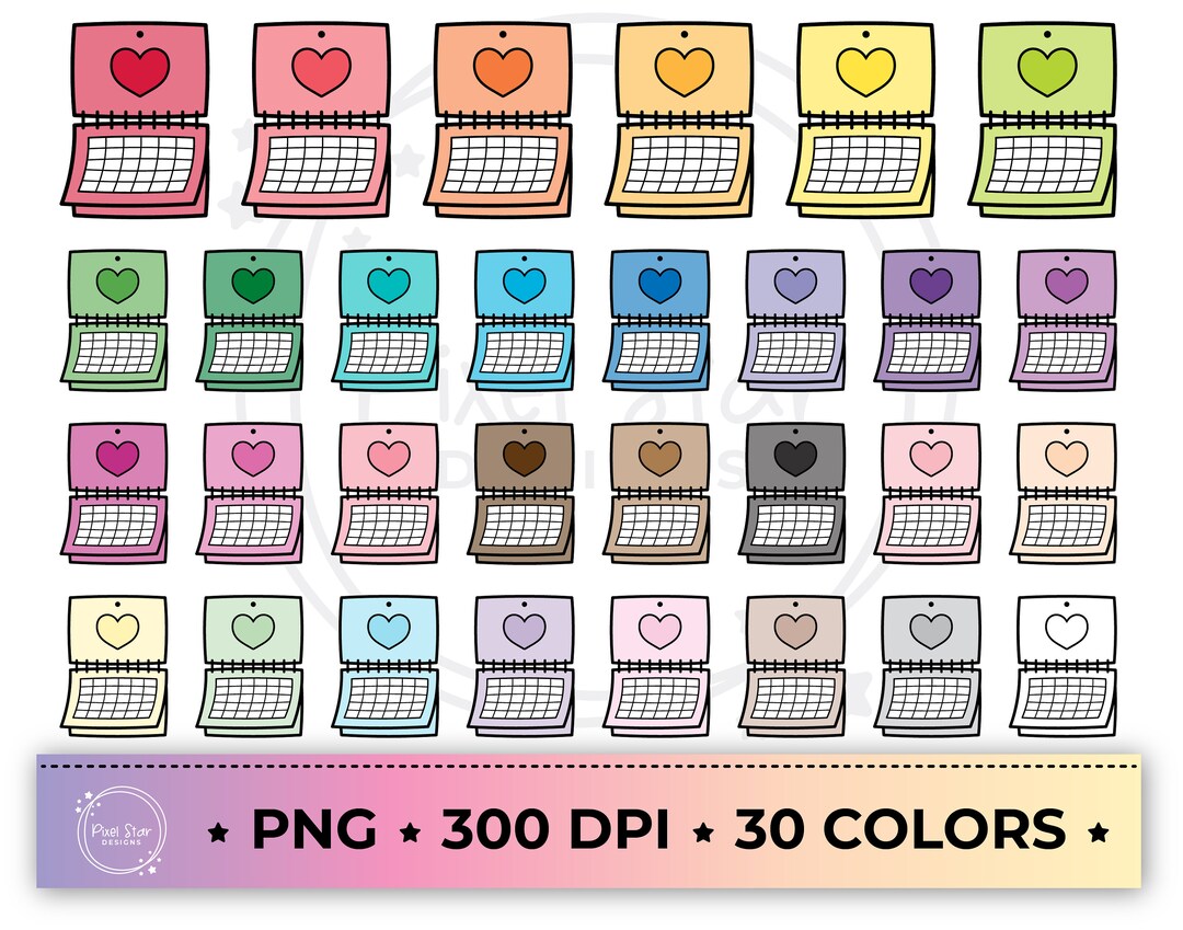 Wall Calendar Clipart PNG Graphics in 30 Colors, Commercial Use ...