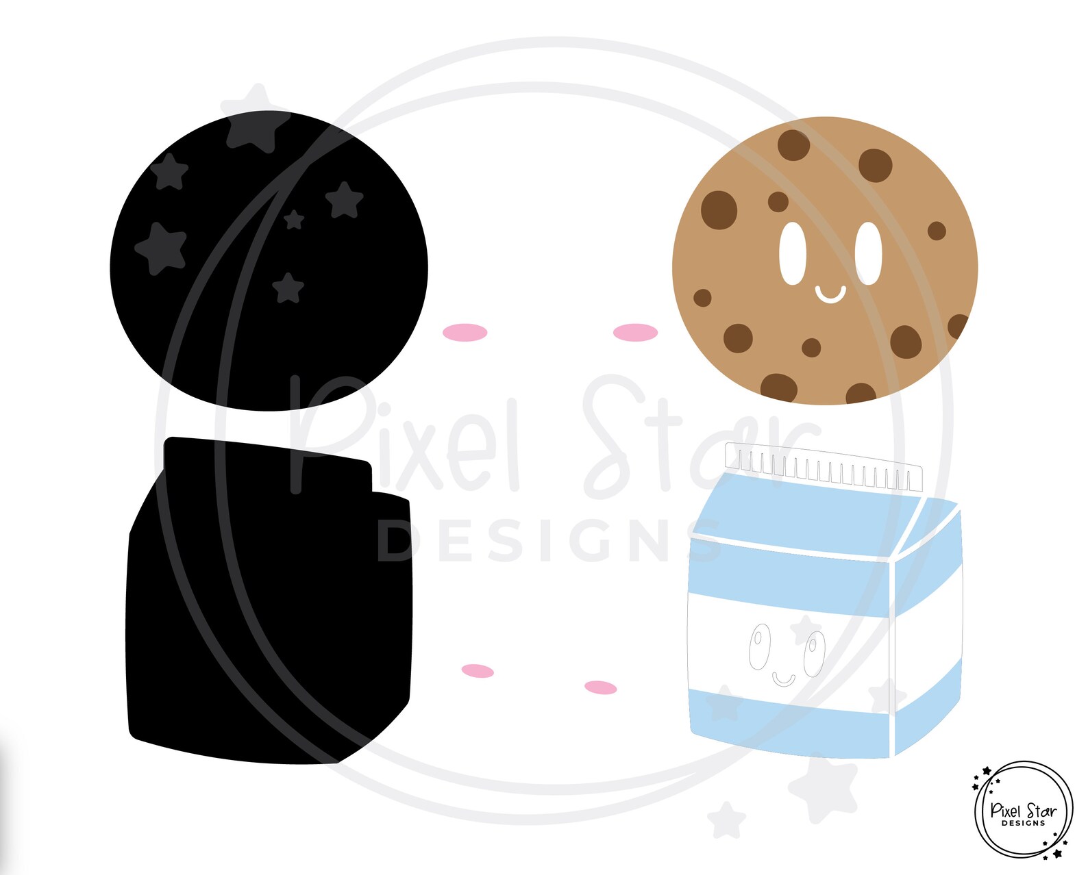 Kawaii Cookies & Milk SVG, Fast Food Vector Graphics, Clipart Png, Dfx ...