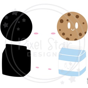Kawaii Cookies & Milk SVG, Fast Food Vector Graphics, Clipart Png, Dfx ...