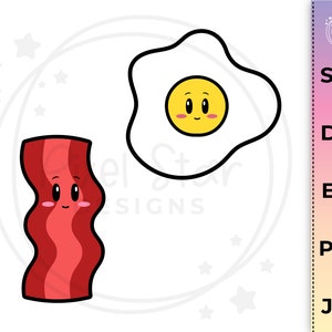 Bacon and Egg SVG, Breakfast Food Vector Graphics, Kawaii Bacon & Egg ...