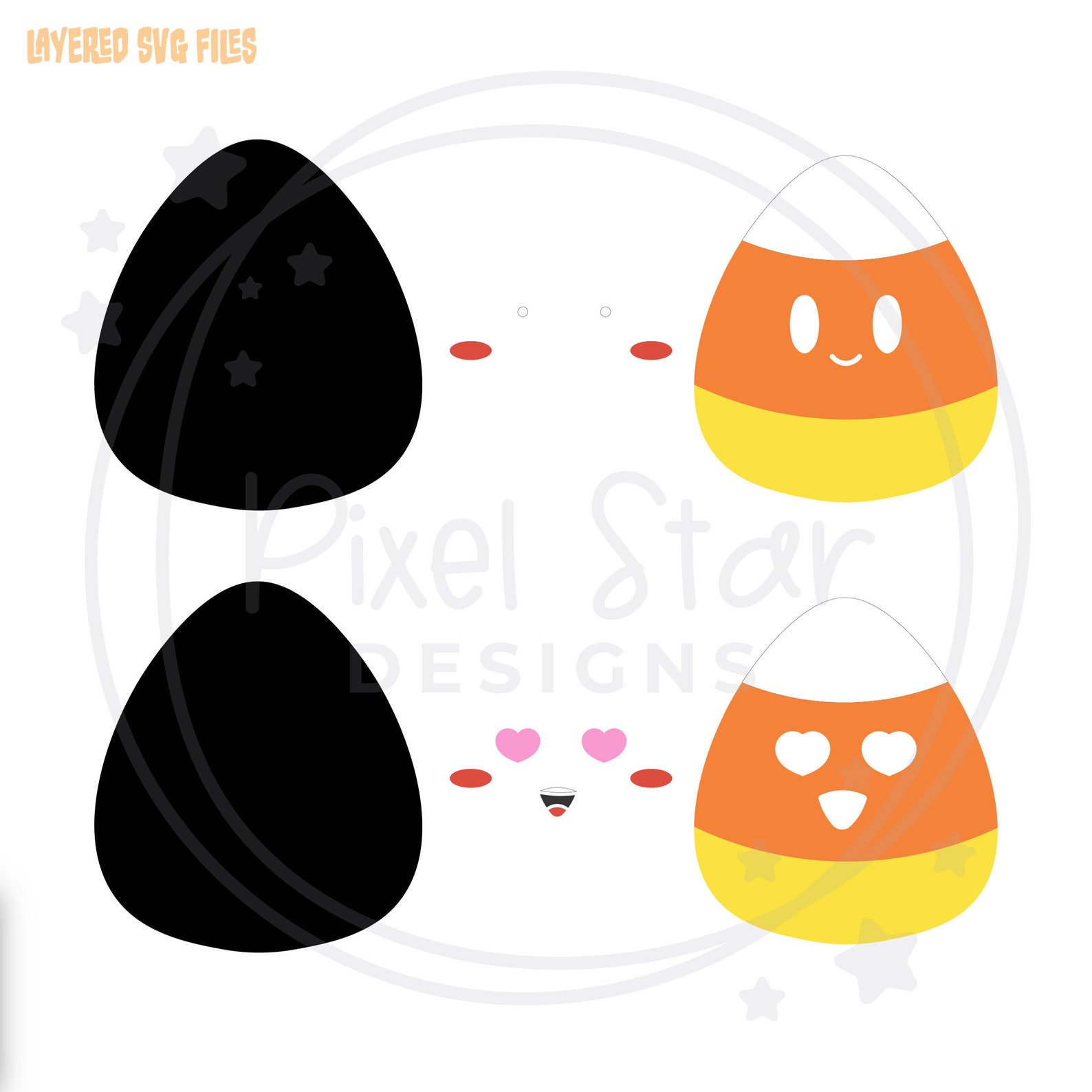 Kawaii Candy Corn Emoji Clipart Set Png, Jpg, Dxf, Svg, Eps Formats ...