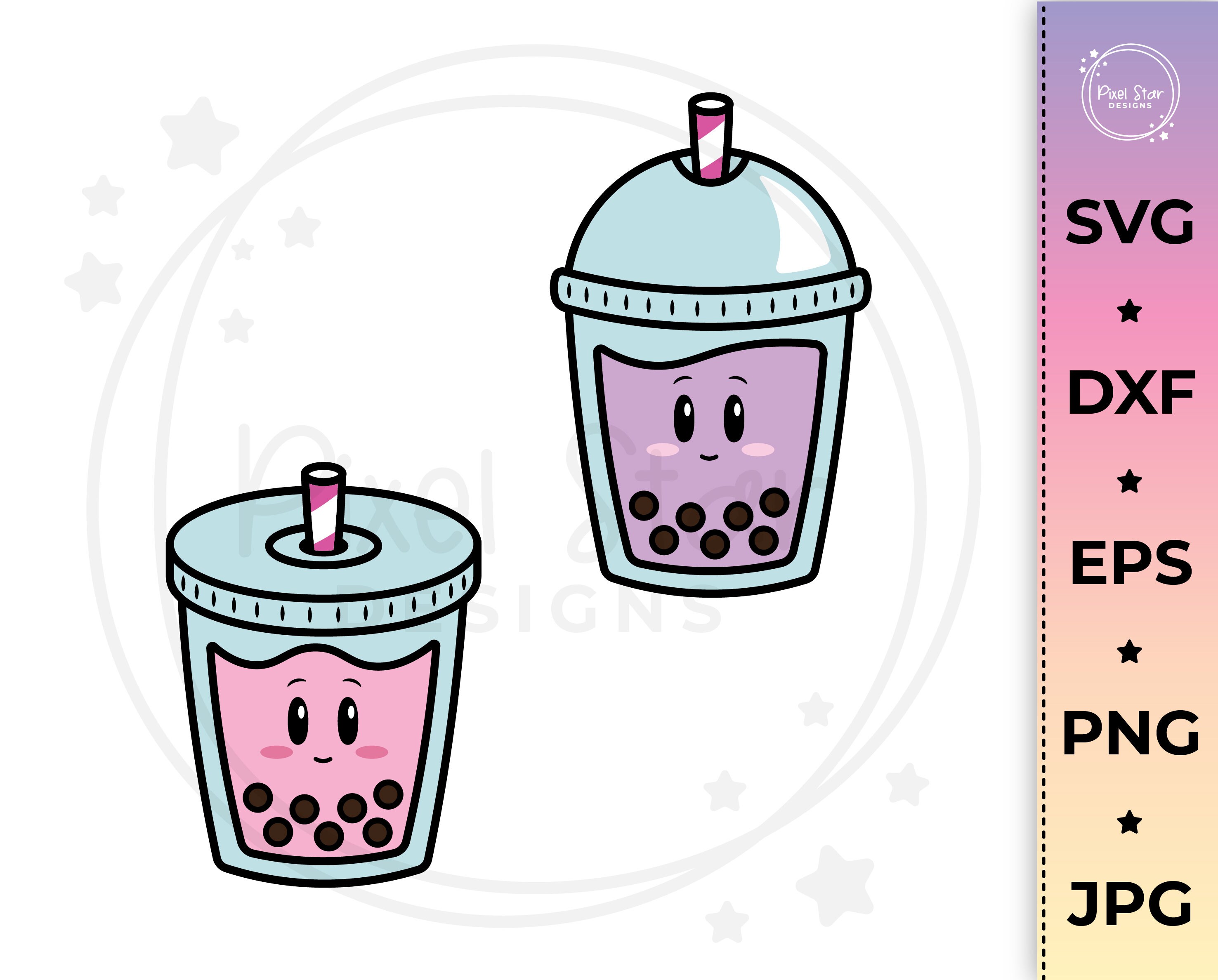 Boba Tea SVG, Kawaii Bubble Tea Vector Graphics, Layered Cut File, Cute ...