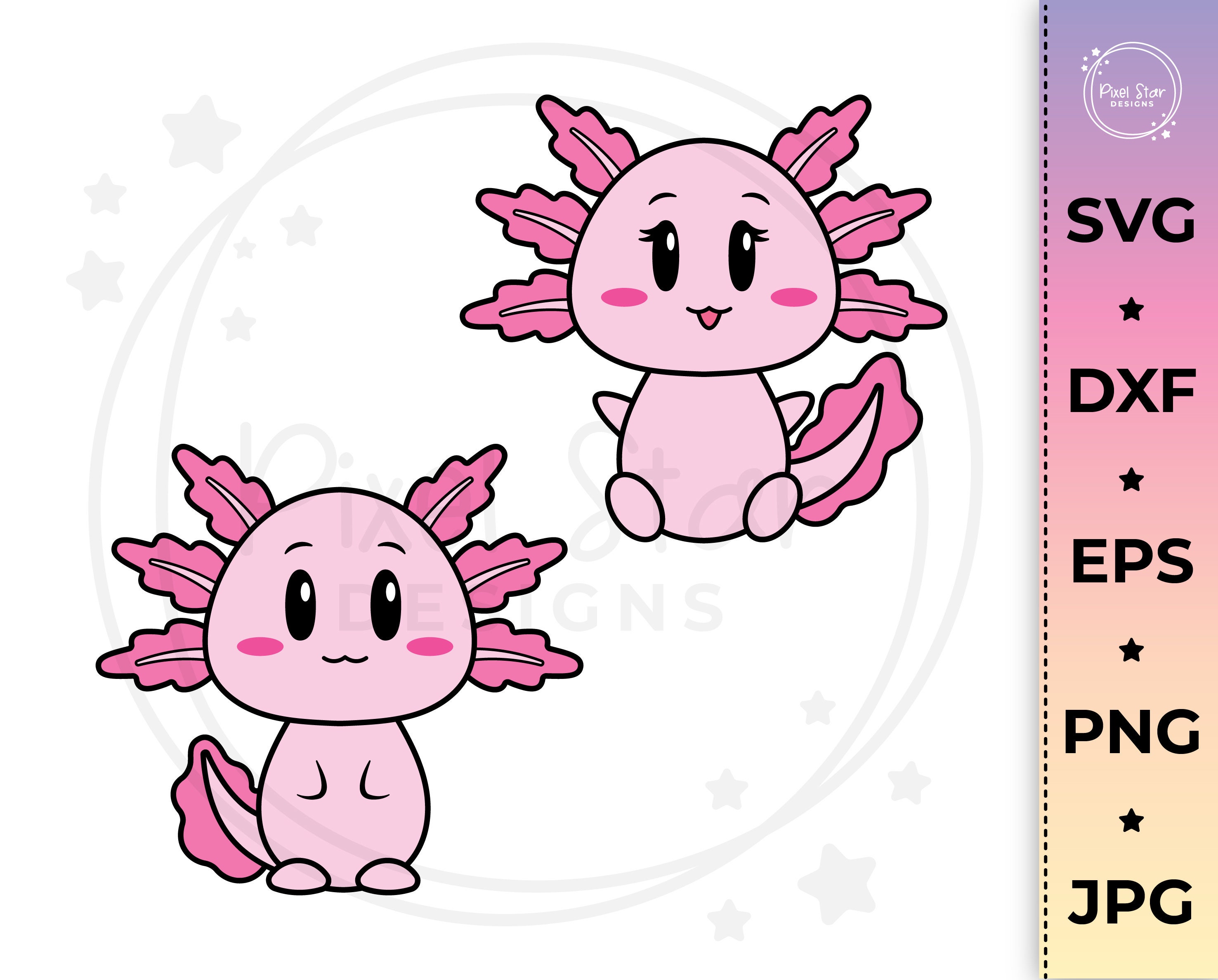 Cute Axolotl Layered SVG, Kawaii Axolotl Vector Graphics, Clipart Png ...
