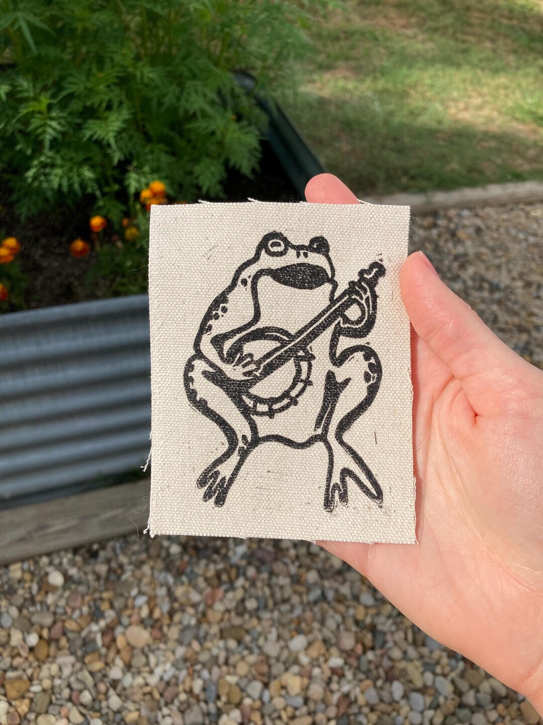 Banjo Frog Patch: Hand-printed Linocut Art - Etsy