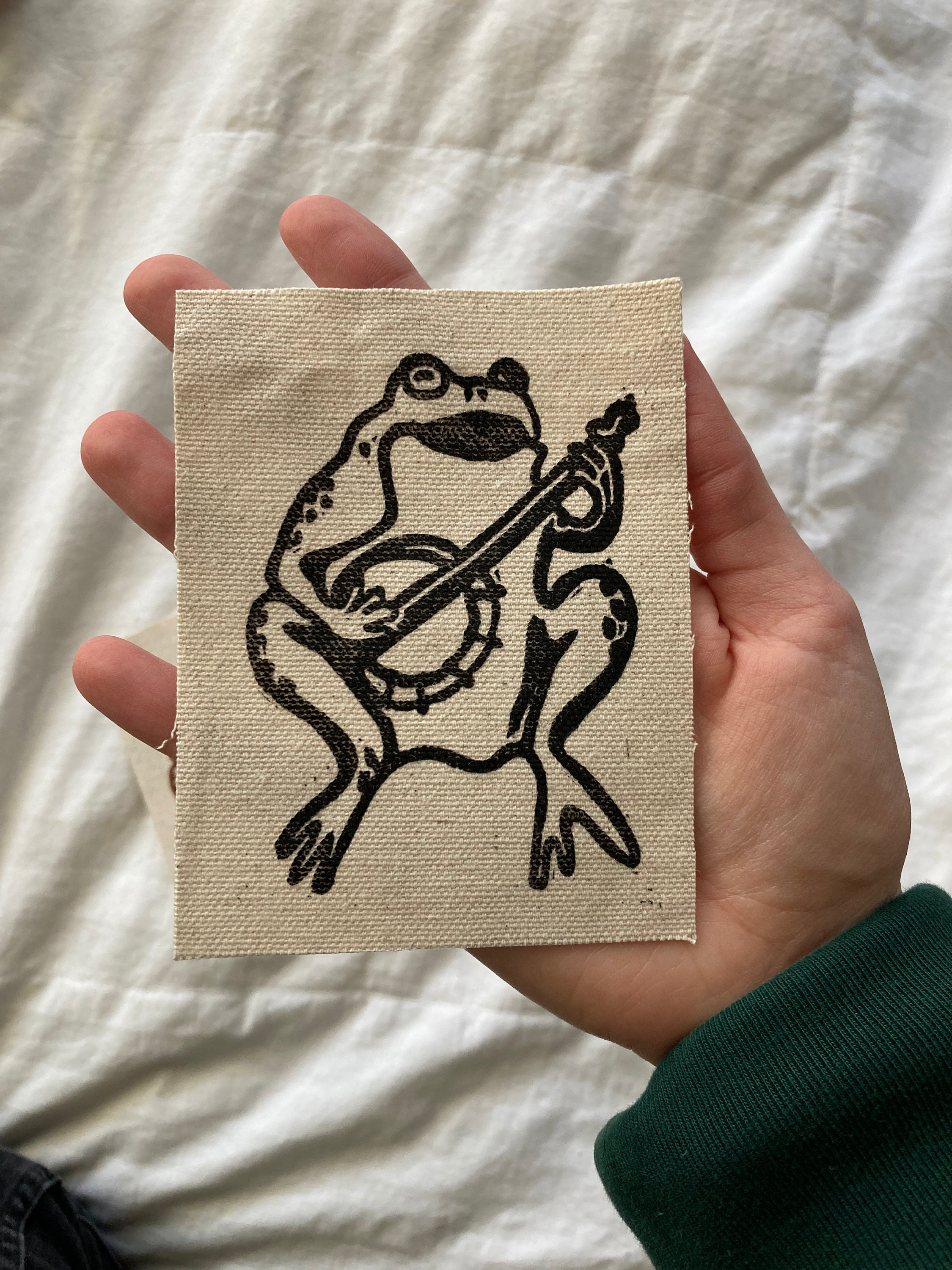 Banjo Frog Patch: Hand-printed Linocut Art - Etsy