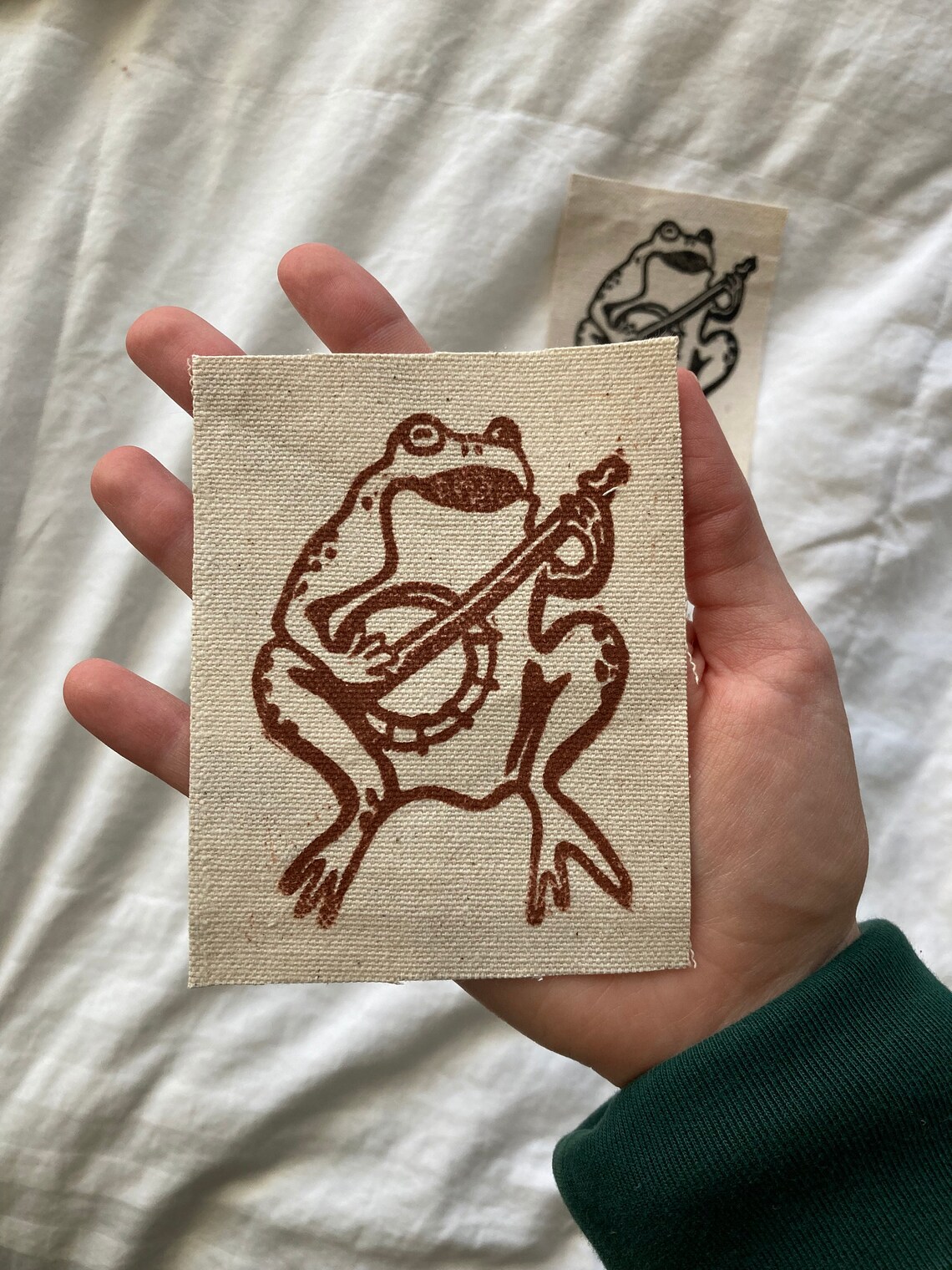Banjo Frog Patch: Hand-printed Linocut Art - Etsy