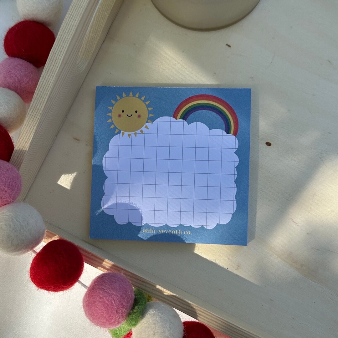 Sun/rainbow Notepad - 3.5x3.5, 50 Sheets, Writing Pad, Note Pad, Kawaii ...