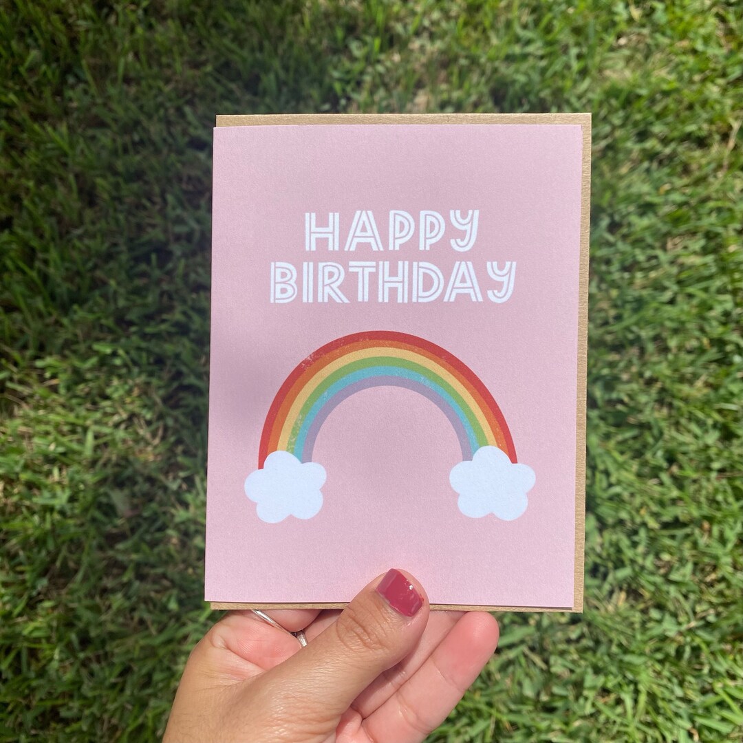 Happy Birthday Card With Rainbow, Rainbow Greeting Card, A2 Greeting ...